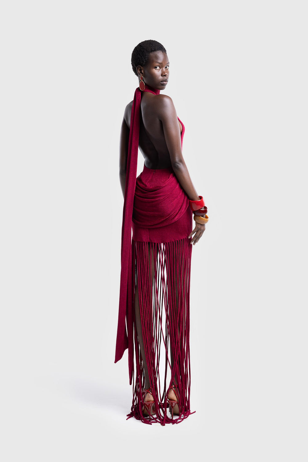 Vestido largo con espalda atada y tirantes Nova Halter